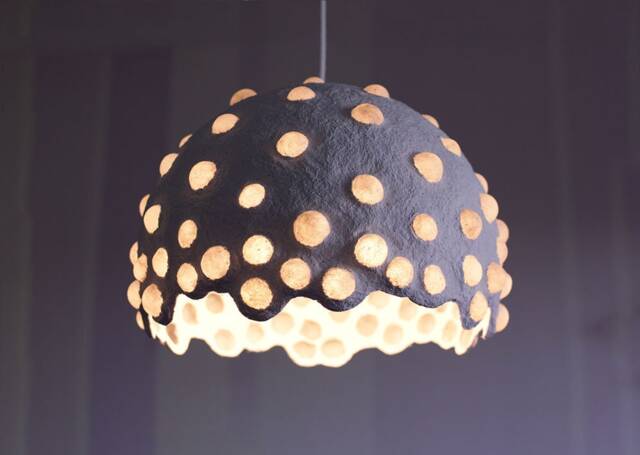 Paper Mache Pendant Light - White Recycled Paper Lampshade Pulp ...