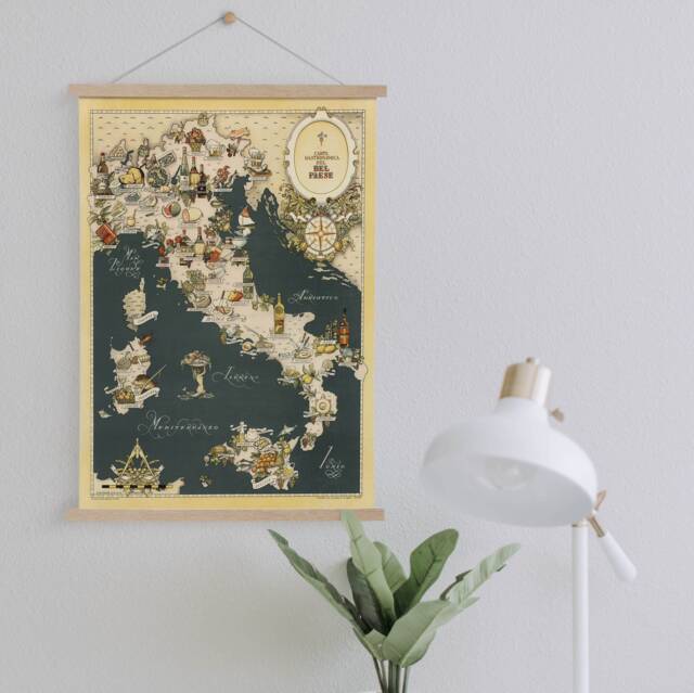 Gastronomic Map Of Italy Framed Canvas Print- Wall Art Prints- Art ...
