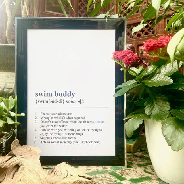 Swim Buddy Definition Print, Wild Swimming, Open Water Cold Swimming ...