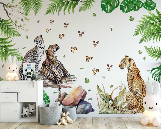 Tropical Forest Leopard Removable Wall Stickers - Decals For Kids ...