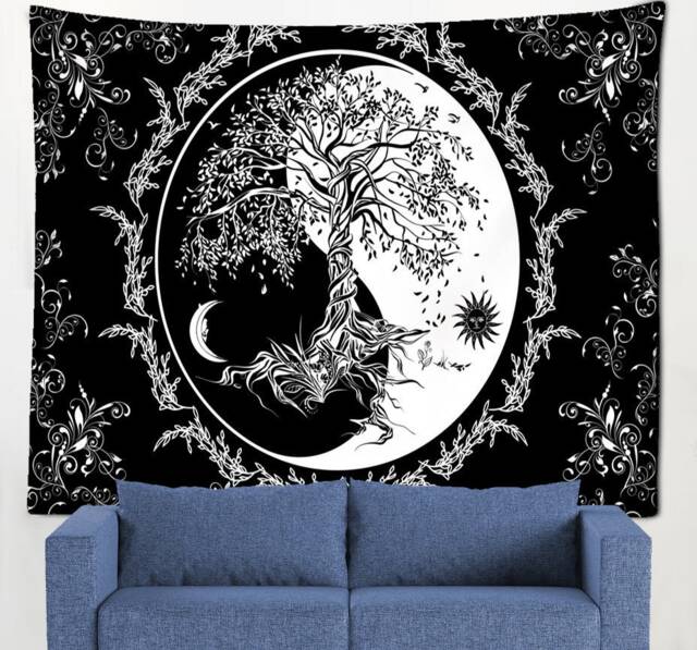 Tree Of Life Yin Yang Tapestry Sun & Moon Wall Hanging Mandala ...