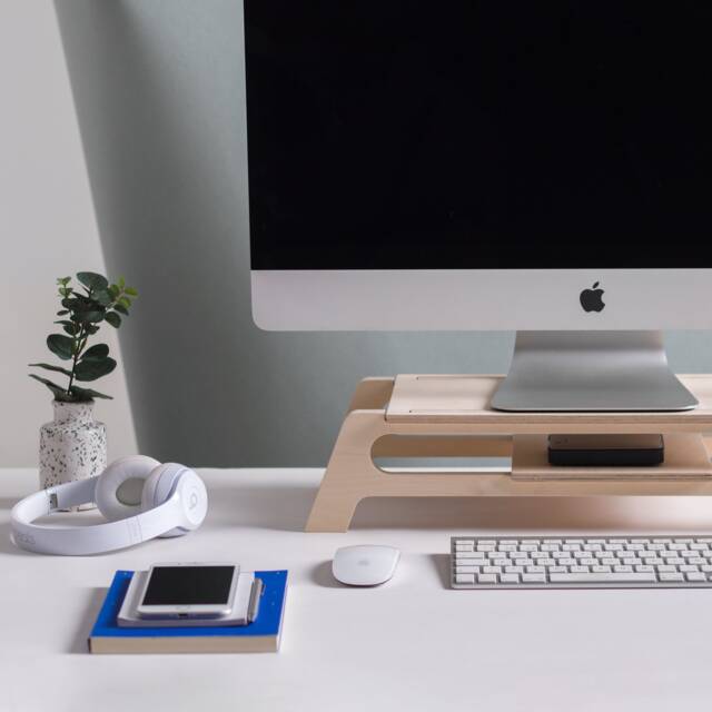 Monitor Stand With Integrated Organizer - Desktop Screen Riser, 3 Space ...