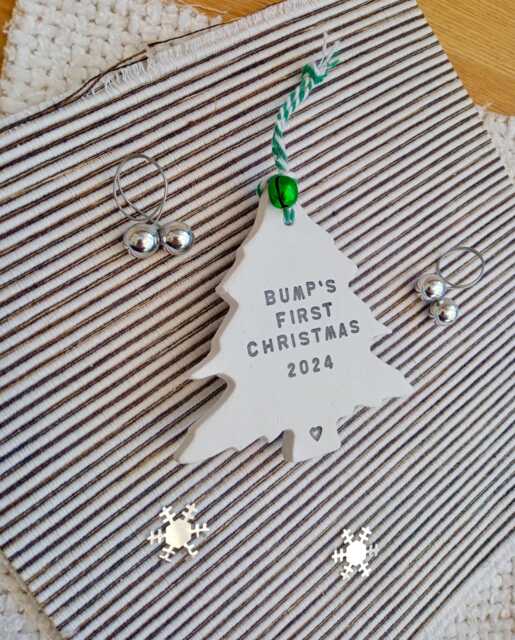 Bump's First Christmas 2025, Tree Clay Decoration, Baby Due 2026 ...