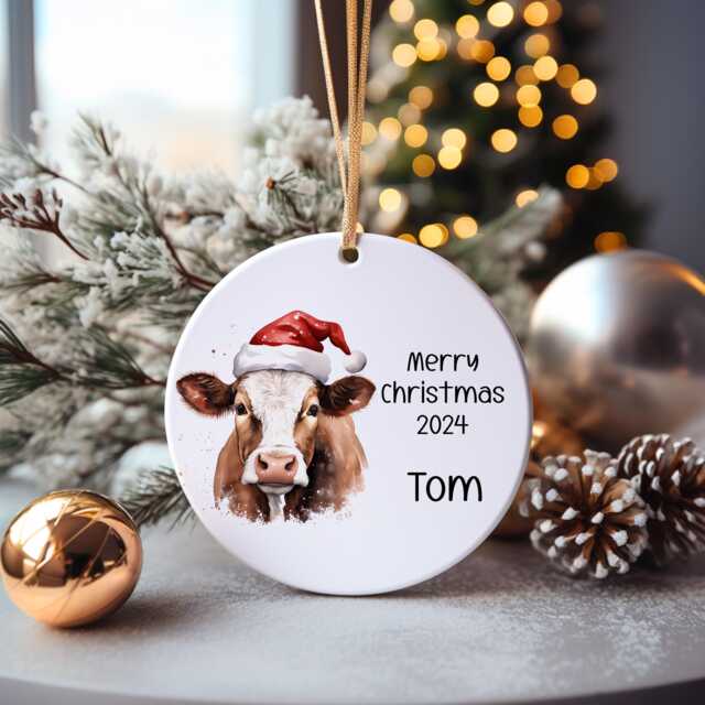 Personalised Cow Bauble, Christmas Tree Decoration For Grandchild ...