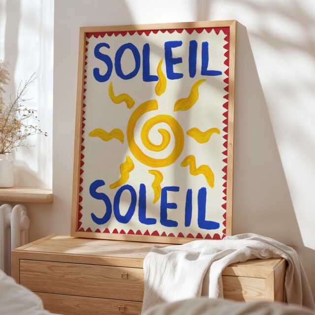 Coastal Wall Art Print - French Sun Quote Hand-Painted Unframed ...