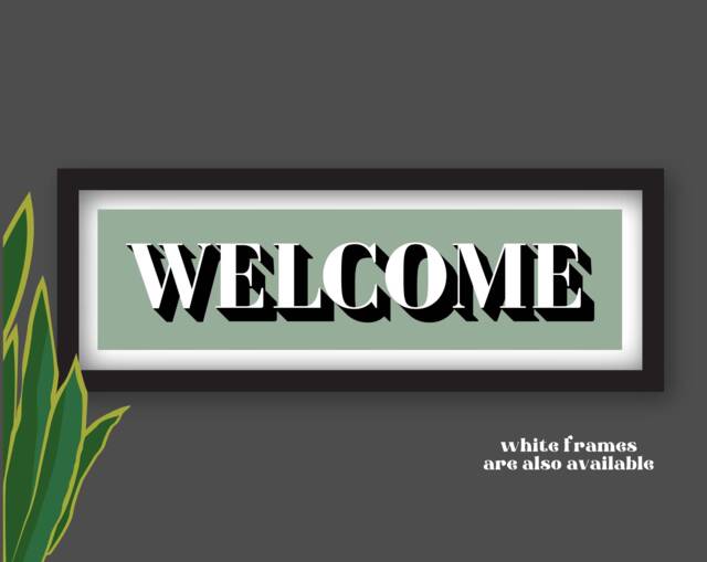 Framed Welcome Print, Print in Frame, Panoramic Sign, Hallway Decor ...