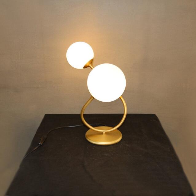 Double Globe Table Pendent Lighting - Brass Gold Lamp Modern Vanity ...