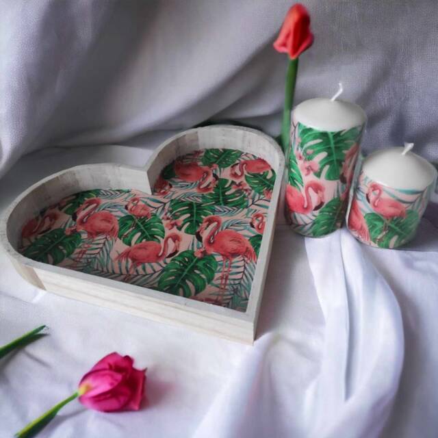 Handmade Gift Set Candles Large Heart Trinket Jewellery Wooden Wrapped ...