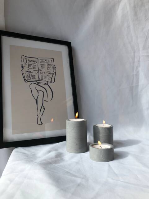 Triple Gray Candlesticks in Jesmonite For Interior Decoration by Etsy ...