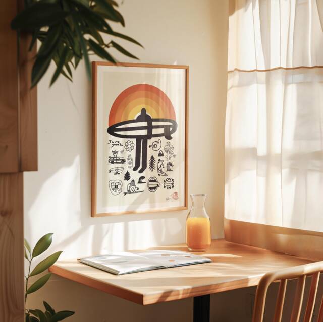 Sunrise, A1, A2, A3, A4 Surfing Poster, Surf Art, Beach, Print, Vintage ...