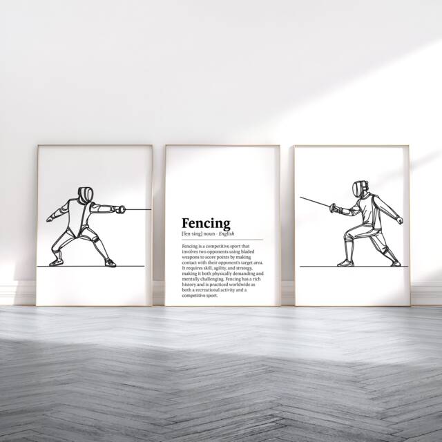 Fencing Poster Set - 3 Prints - Wall Art Gifts Fencer Gift Colourful ...