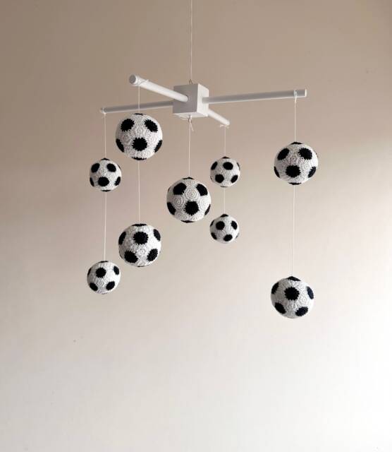 Handmade Soccer Balls Baby Mobile, Crochet Nursery, Football Theme ...