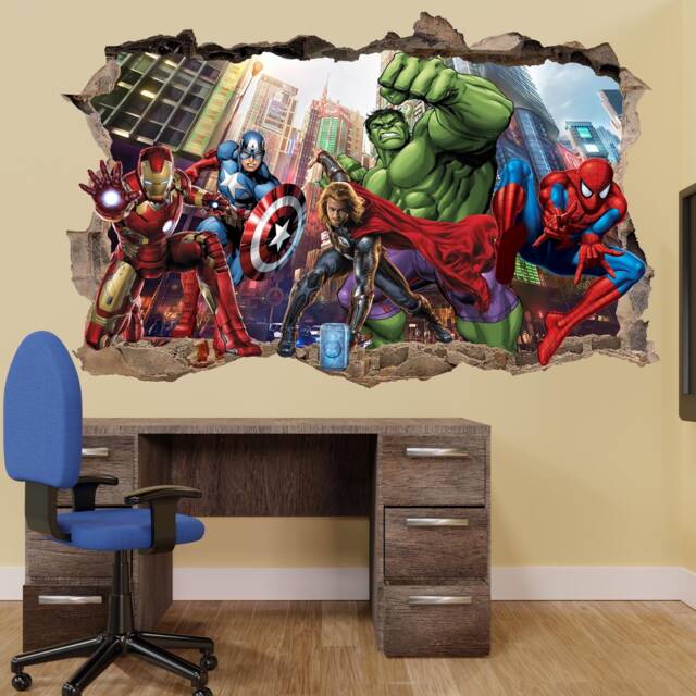 Superheroes Avengers Wall Sticker Thor Spiderman Hulk Ironman Decal ...