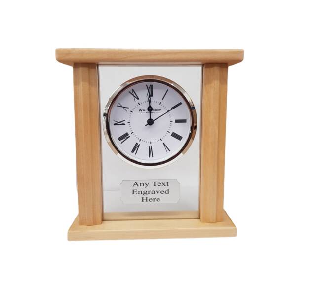 Personalised Wooden Glass Bezel Mantel Clock Wedding/ Anniversary ...