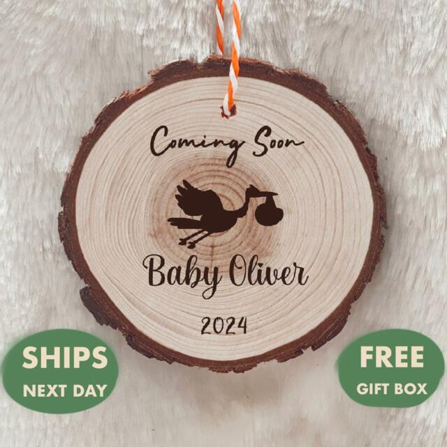Coming Soon Baby Christmas Ornament, Personalized Pregnancy ...