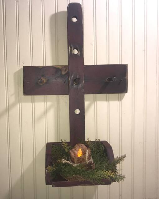 Early Colonial Primitive Farm House Shaker Candle Sconce Shelf Box With ...