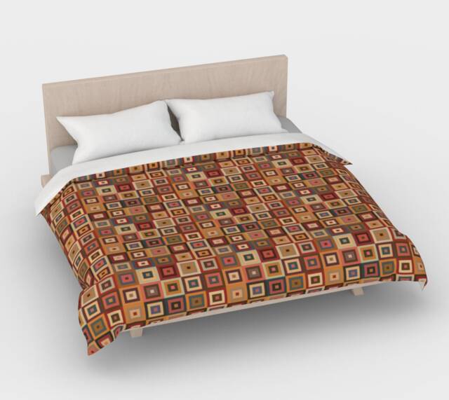 Nazca Box Pattern Duvet Cover, Peru Bedspread Ancient Weaving Design ...