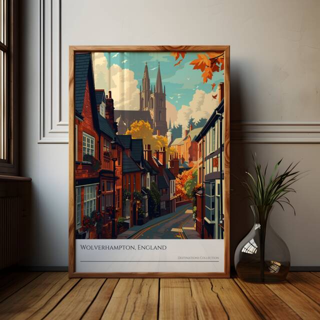 Wolverhampton Travel Poster Historic City Backstreet Art Print by Etsy ...