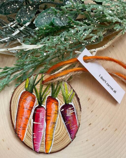 Hand Painted Carrot Christmas Ornament Rainbow Veggie Tree Decoration ...
