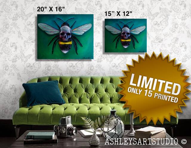 Limited Print Of Bumble Bee Skull Oil Painting by Etsy | ufurnish.com