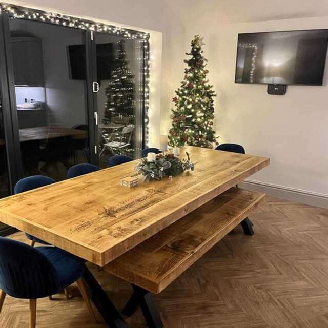 Extra Wide Dining Table Lincoln Dine Rustic Farmhouse Wood - Handmade ...