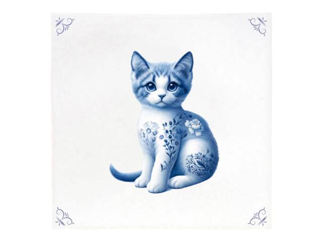 Kitten, Cat, Tile, Delft Blue, Kitchen Bathroom Wall Art, Kitchen, Cat ...