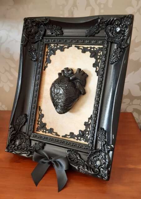 Gothic Anatomical Heart Wall Decor Black Baroque Frame, Macabre Gift by ...