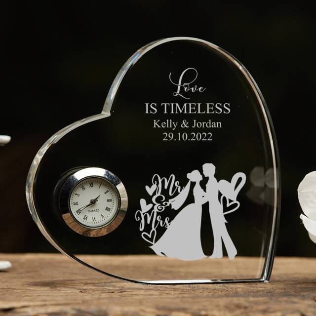 Engraved Heart Crystal Glass Clock Wedding Gift Or Present by Etsy ...