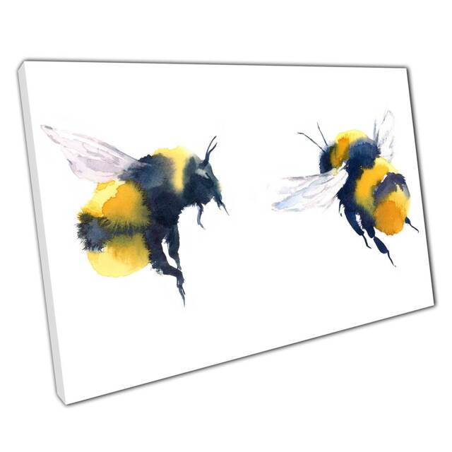 Friendly Fuzzy Bees in Flight Insects Summer Minimalist Watercolour ...