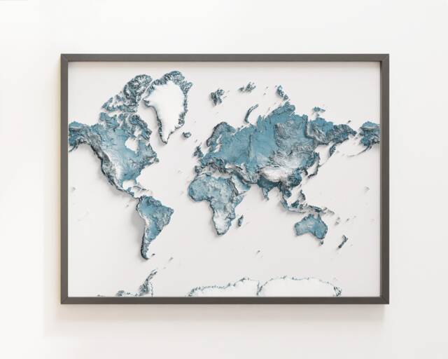 The World - Shaded Relief Map Natural Topography by Etsy | ufurnish.com