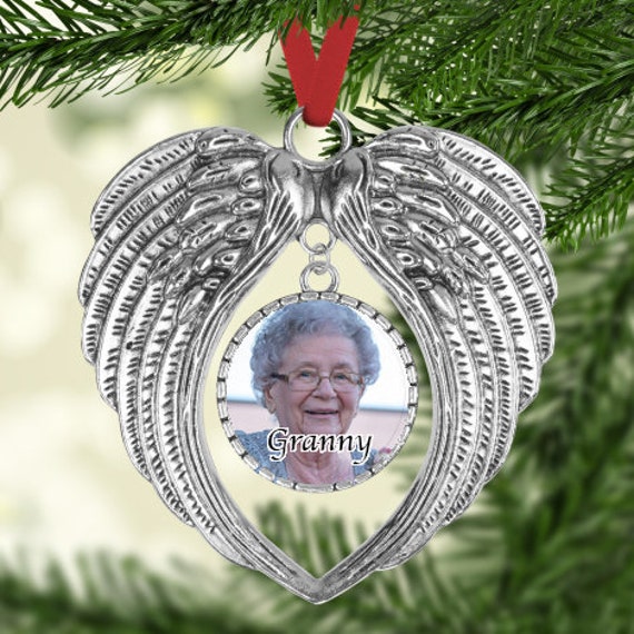 Personalised Photo Angel Wings Tree Decoration Bauble Gift Stocking ...