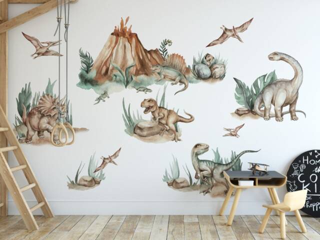 Dinosaurs Wall Stickers For Kids Watercolor T Rex Decor Boy by Etsy ...