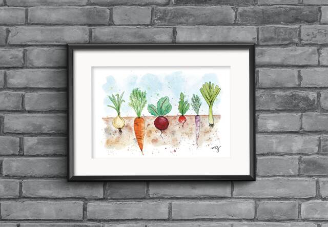 Root Vegetable Garden Poster, Kitchen Vegetables Wall Decor, Root ...