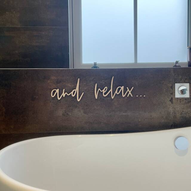 And Relax ... Wooden Sign, Bathroom Decor, Spa Living Room Wall Art ...