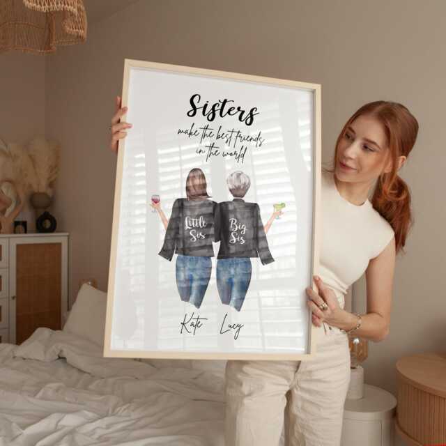 Personalized Sisters Print, Friends Gift, Custom Names, Unframed by ...