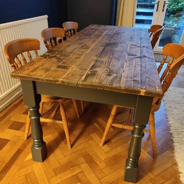 Reclaimed Wood Kitchen Table - Rustic Farmhouse Dining Refectory ...