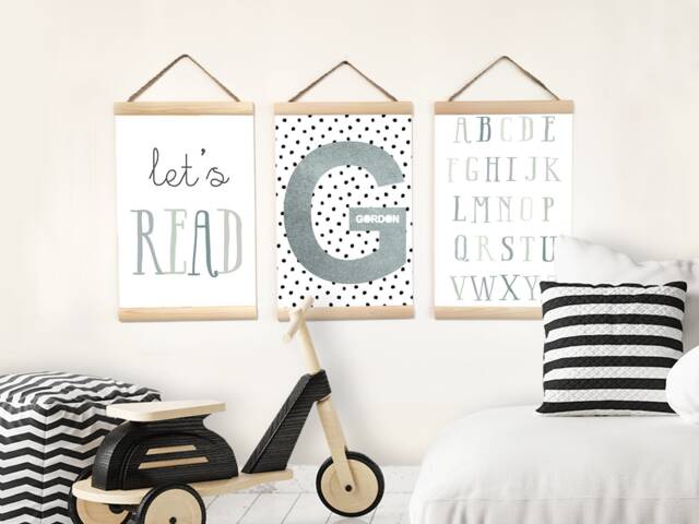 Canvas Name Sign Wall Decor, Alphabet Poster, Set Of 3 Prints Canvas ...