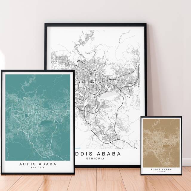 Addis Ababa Map Print Ethiopia Minimalist City Area Poster Wall Decor ...