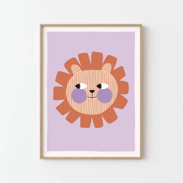 Lion Print - Illustration Poster For Kids Wall Decor Children's Room ...