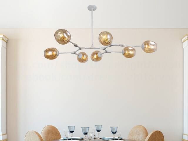 Molecular Chandelier Branch White Lighting 7 Glass Lampshade Sputnik ...