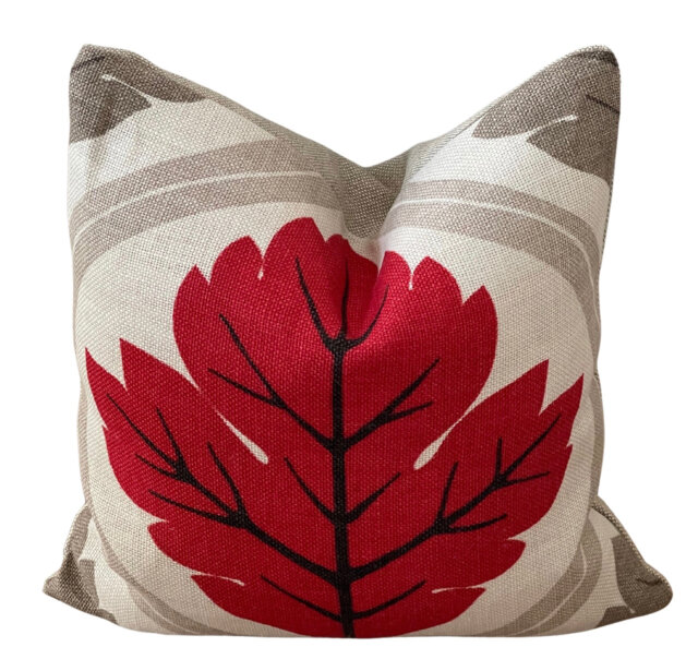 Red Maple Leaf Cushion Cover/Osborne & Little Linen Fabric Pattern ...