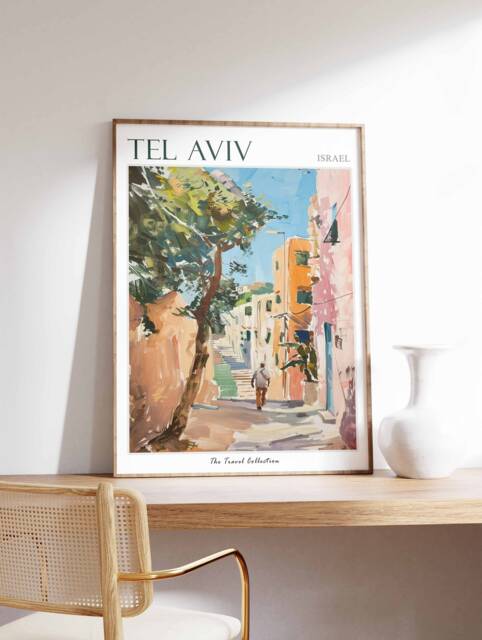 Tel Aviv Poster, Travel Print, Israeli Decor, Jewish Wall Art, Israel ...