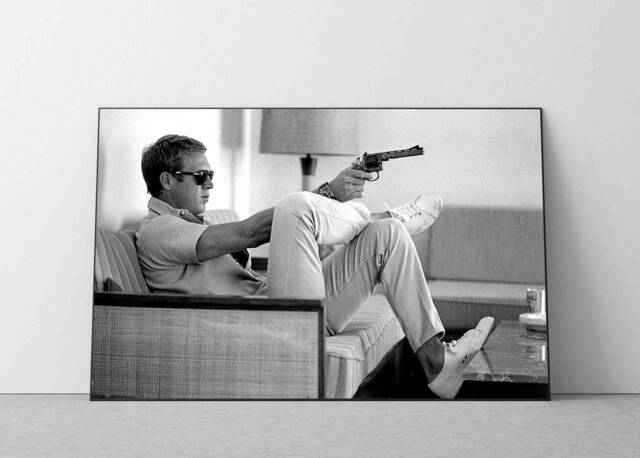 steve Mcqueen Print, Black & White Poster Bullitt Movie Actor Retro ...