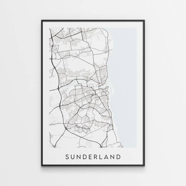 Sunderland Map Print - Minimal Poster Art by Etsy | ufurnish.com