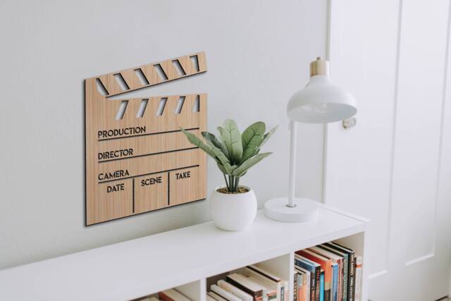 Clapperboard Film Movie Wood Wall Art Decor Wooden Nursery Sign Panel ...