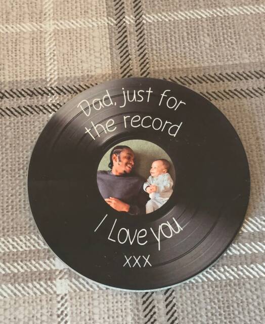 Vinyl Record Personalised Coaster, Any Wording, Dad, Daddy, Stepdad ...