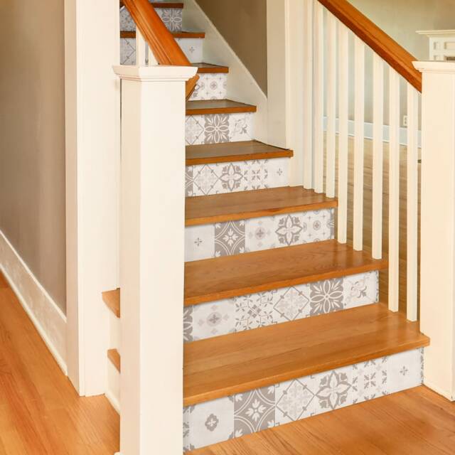 Soft Floral Stair Riser Stickers - Pack Of 6 Removable Tile Decals Peel ...