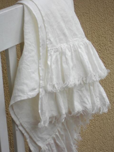 Ruffled Pure Linen Guest Towel White Frayed Edge, Shabby Chic Style by ...
