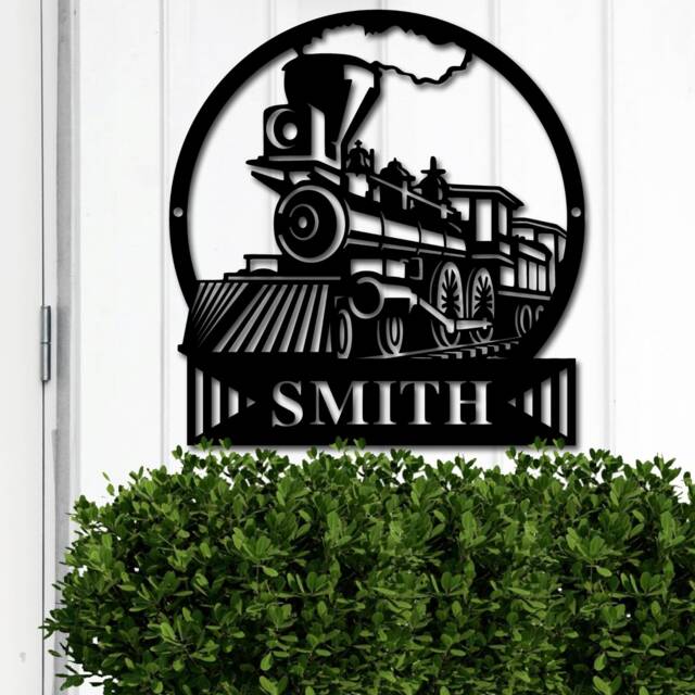 Train Metal Sign, Wall Decor, Custom Gifts For Men, Railroad Art Name ...