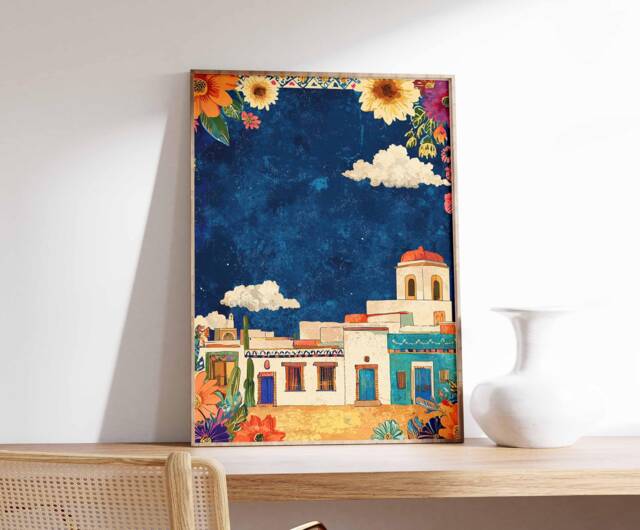 Vintage Mexican Poster, Prints, Decor, Traditional Latin Floral Print ...
